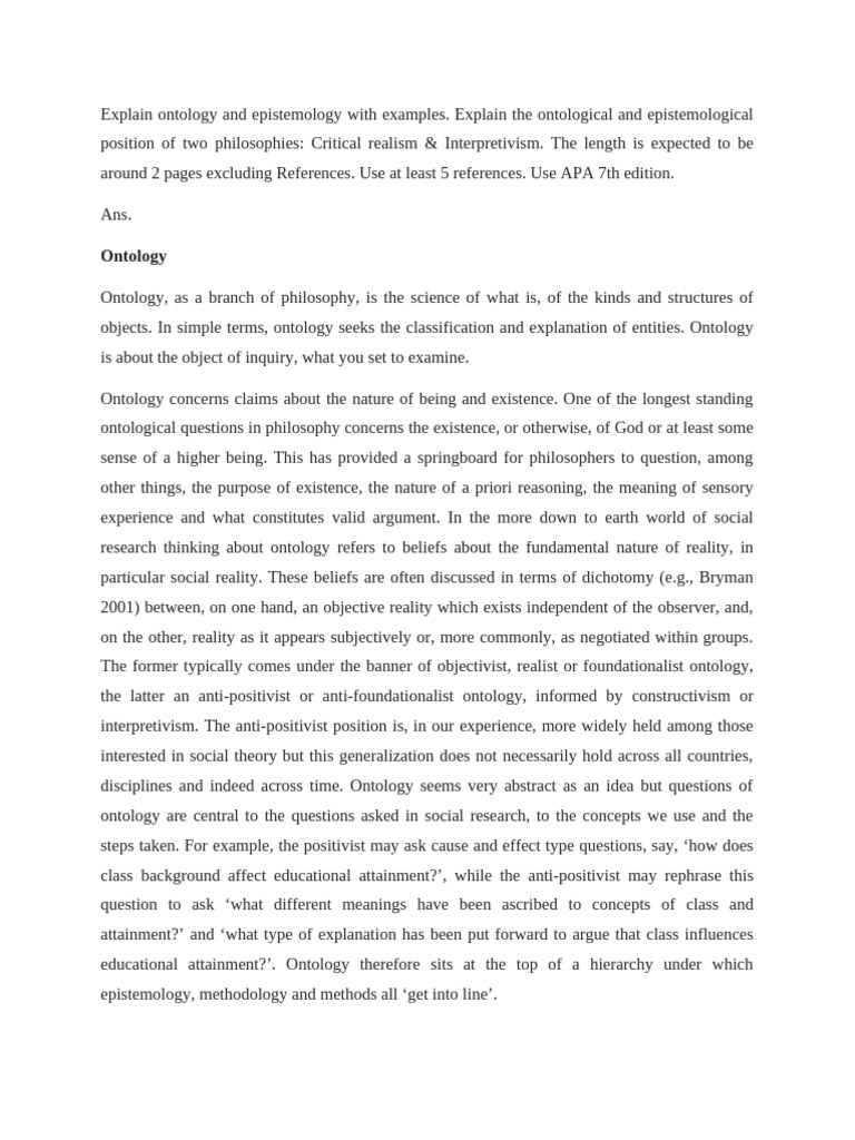 Understanding Ontology & Epistemology | PDF | Epistemology | Ontology