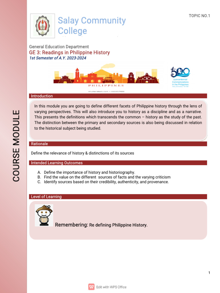 GE3 Module 1 Primary Sources - 043130 | PDF