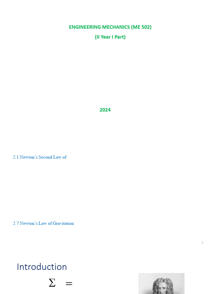 Chapter 2 Kinetics of Particles Force Mass and Acceleration | PDF ...