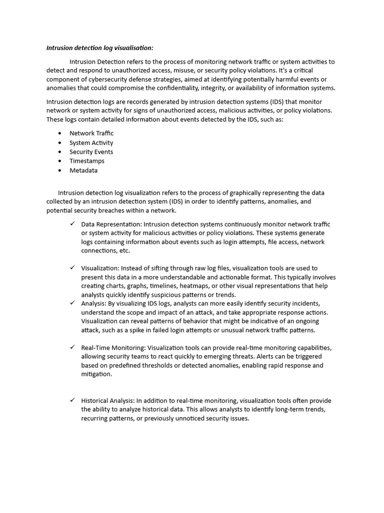 INTRUSION DETECTION LOG VISUALISATION - STUDY MATERIAL | PDF | Security ...