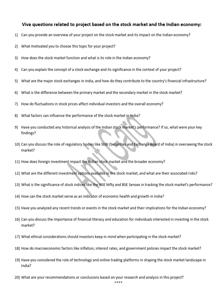 Stock Market Project Viva Questions | PDF | Stock Market | Stocks