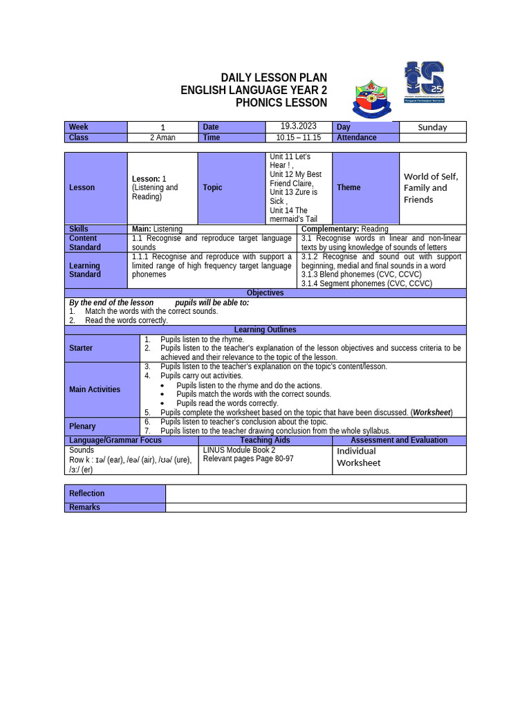 Phonics (Lesson 1 - 11) | PDF | Phonics | Word