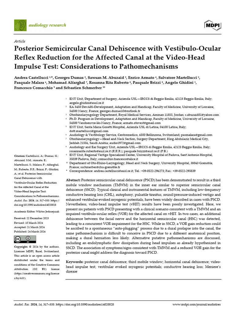 Posterior Semicircular Canal Dehiscence With Vestibulo-Ocular Reflex ...