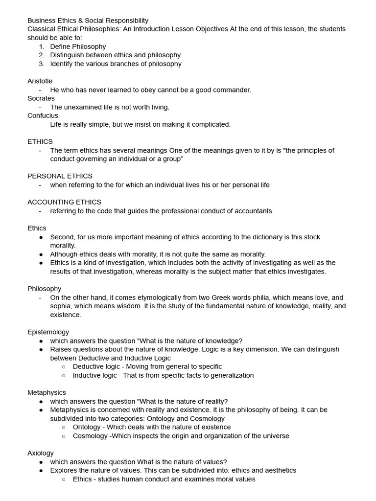 Business Ethics & Social Responsibility | PDF | Epistemology | Metaphysics
