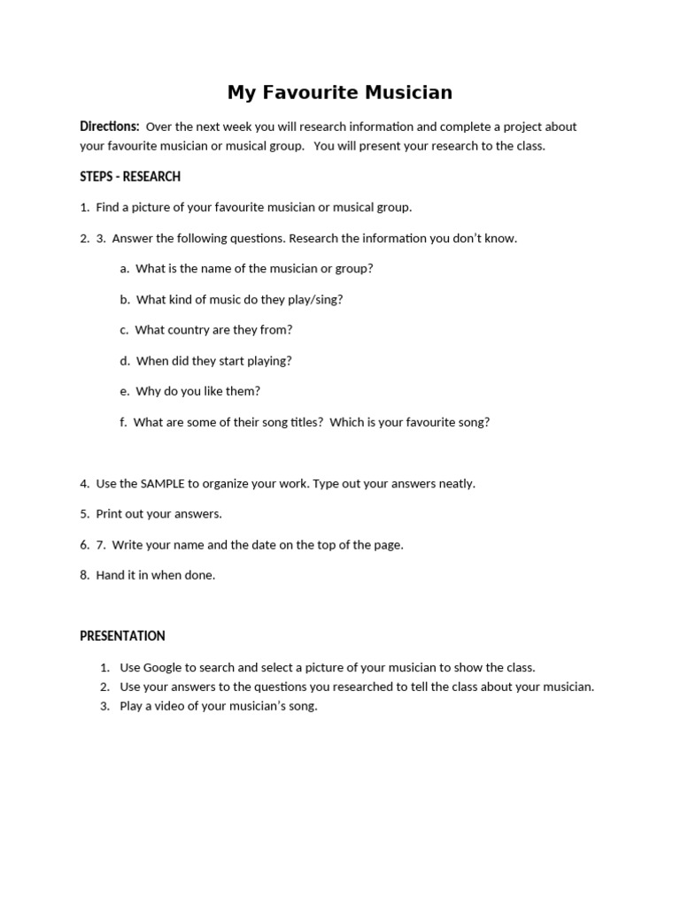 My Favourite Musician | PDF