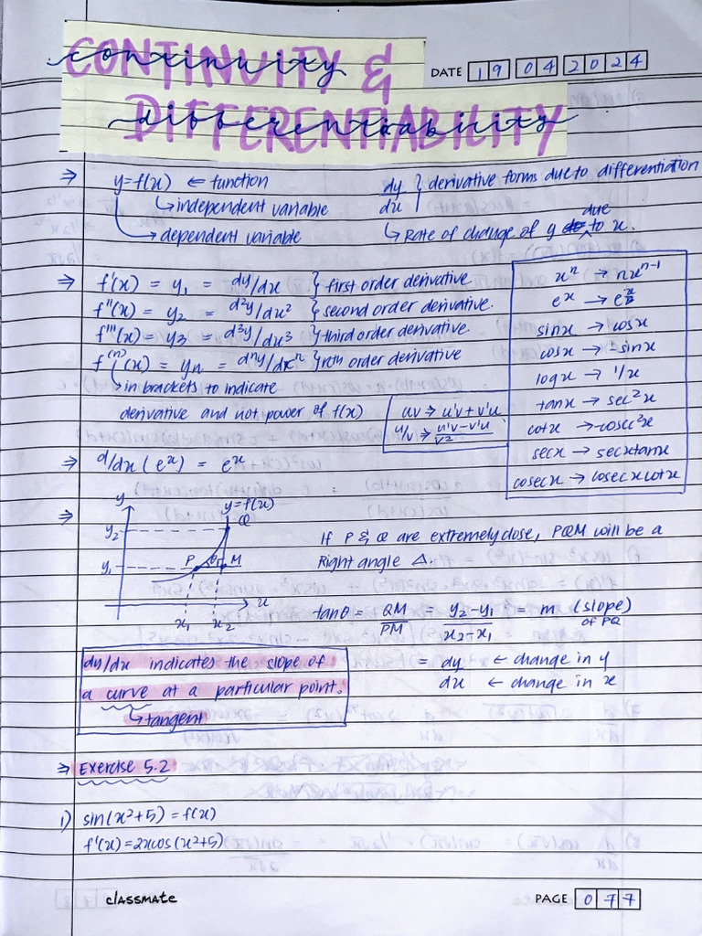 Continuity and Differentiability Notes | PDF