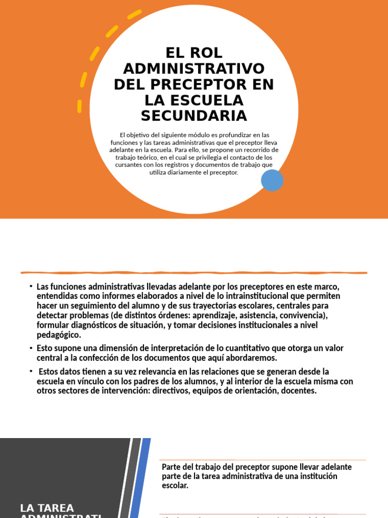 Rol Administrativo Del Preceptor | PDF | Escuelas | Documento de identidad