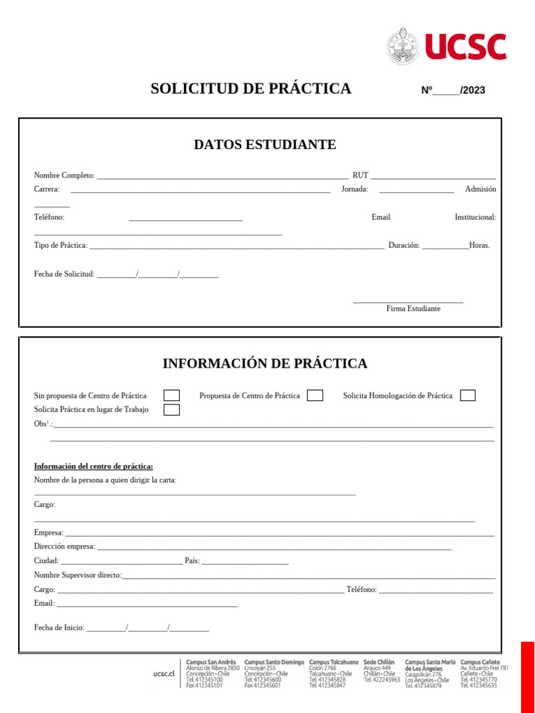 01 - Formulario Solicitud de Practica Profesional | PDF