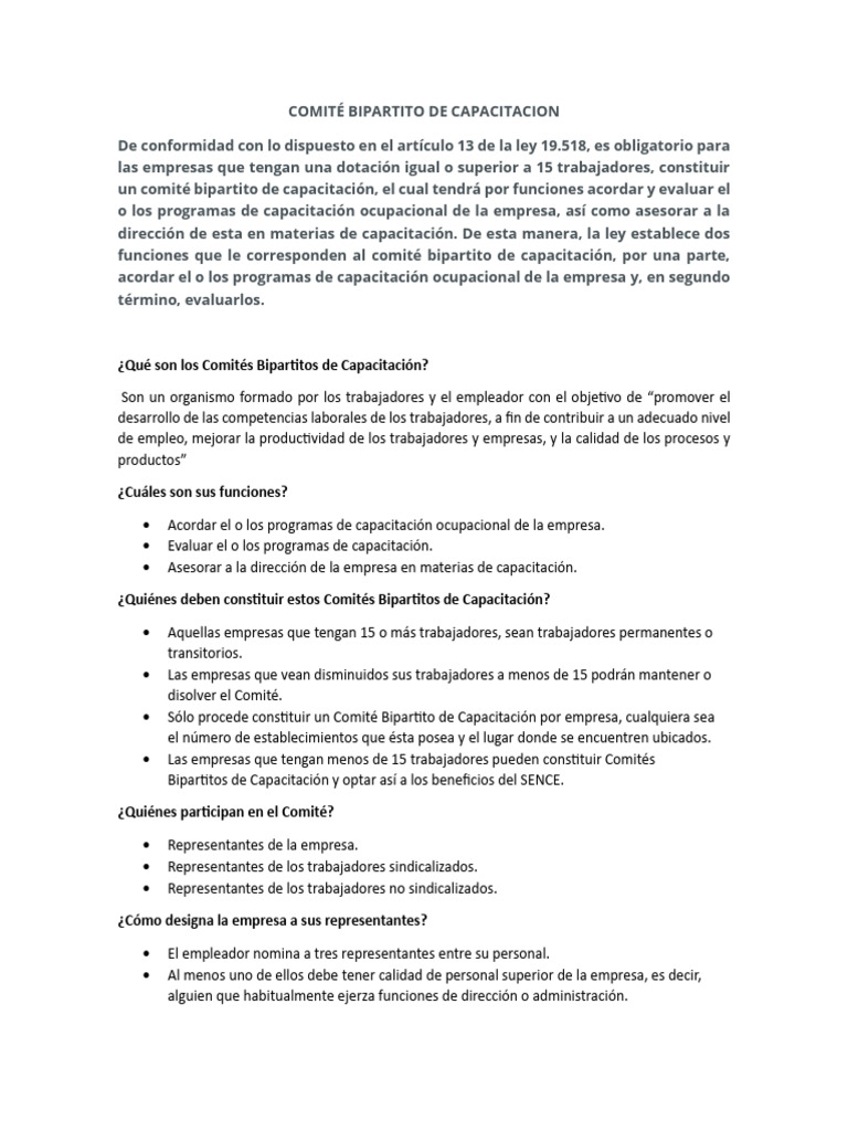 Comité Bipartito de Capacitacion | PDF | Sindicato | Business
