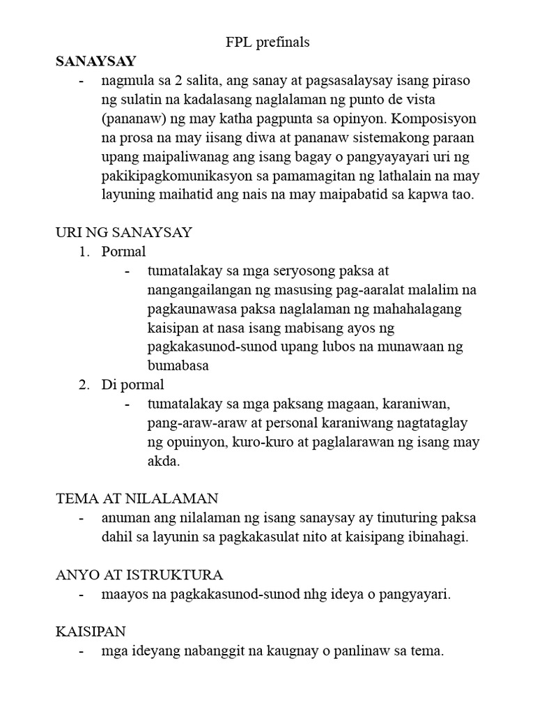 FPL (Sanaysay) | PDF
