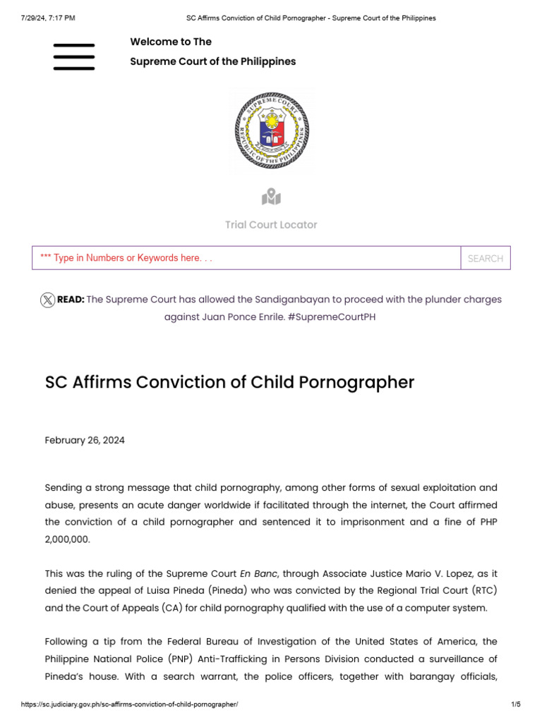 People vs. Pineda, G.R. No. 262941, February 26, 2024 | PDF | Child Pornography | Crimes