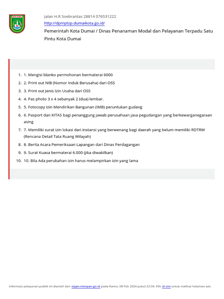 Unduh Standar Pelayanan - Izin Tanda Daftar Gudang (TDG) | PDF | Pengelolaan Keuangan & Uang