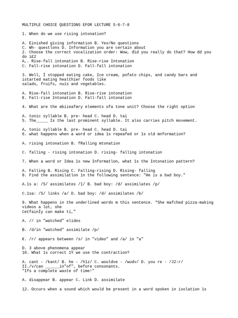 Lecture 6-7-8- Câu Hỏi Gửi Sv | PDF | Consonant | Syllable