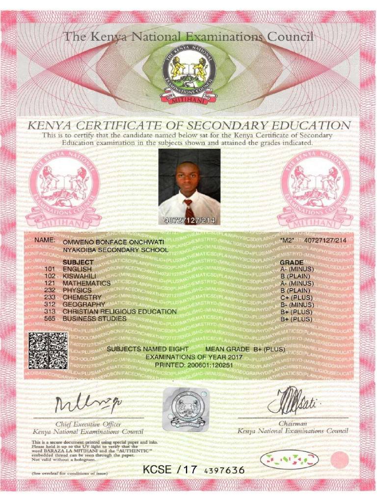 Kcse Cert | PDF