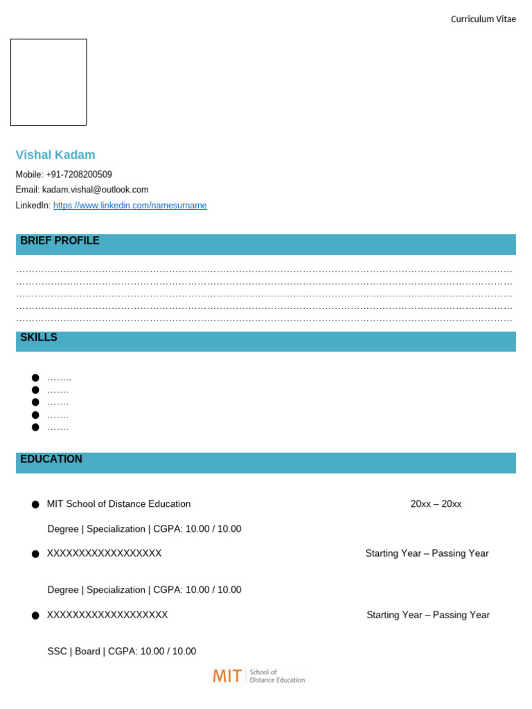 Vishal Kadam CV: Skills & Experience | PDF