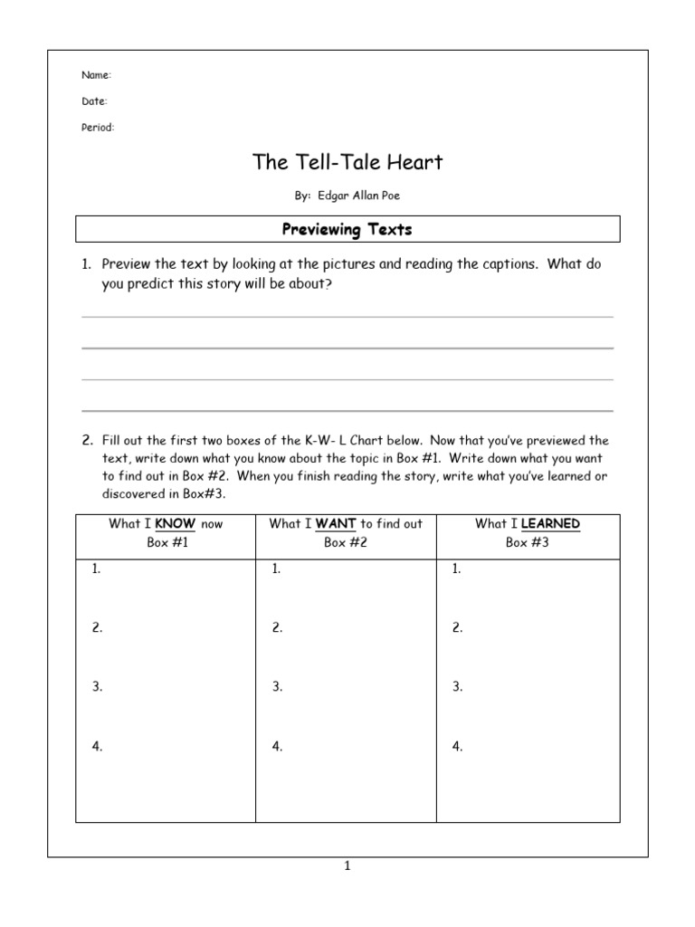The Tell Tale Heart Worksheet | PDF | Narration