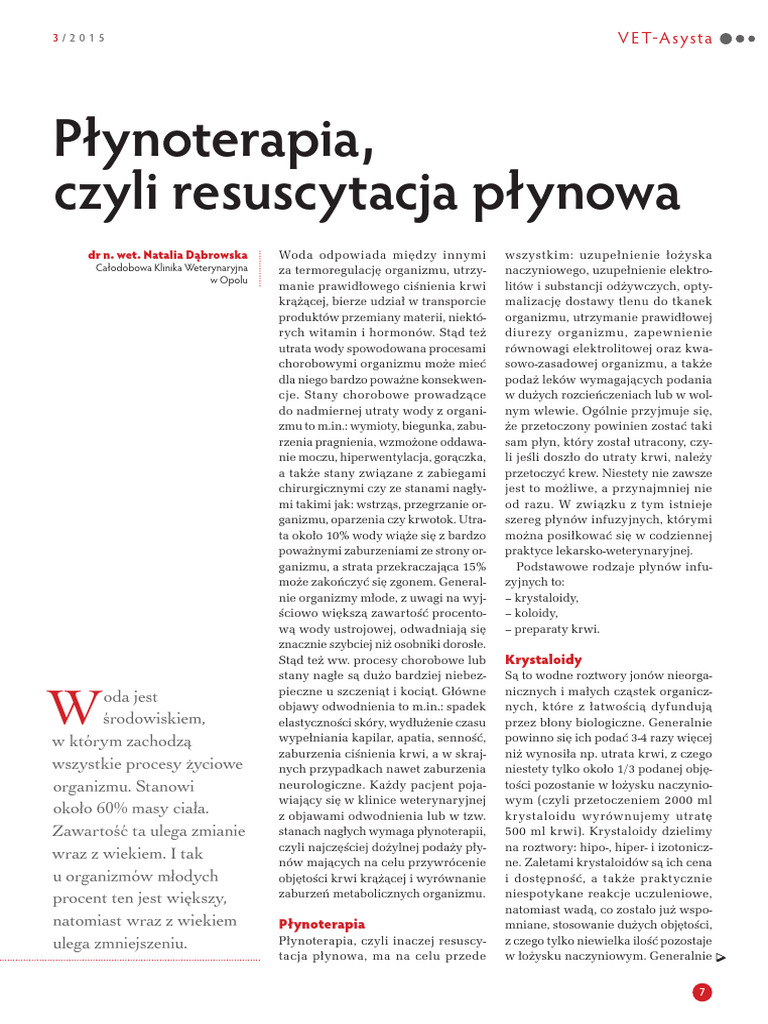 Płynoterapia, Czyli Resuscytacja Płynowa | PDF
