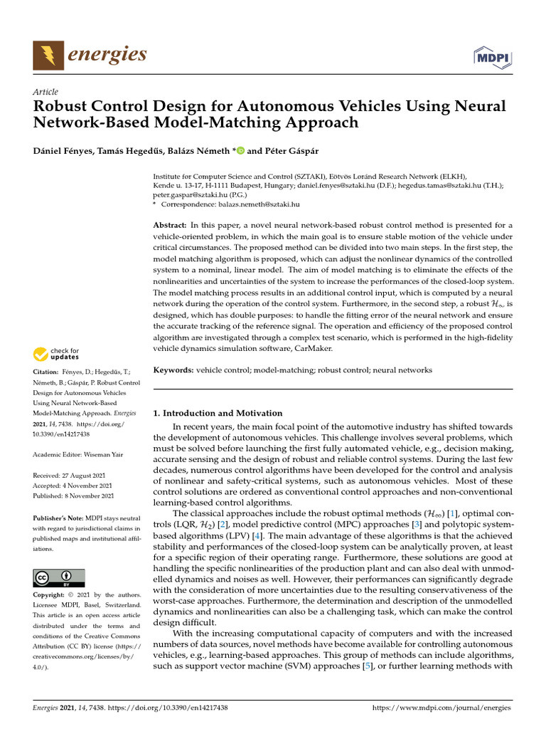 energies-14-07438-v2 | PDF | Artificial Neural Network | Control Theory