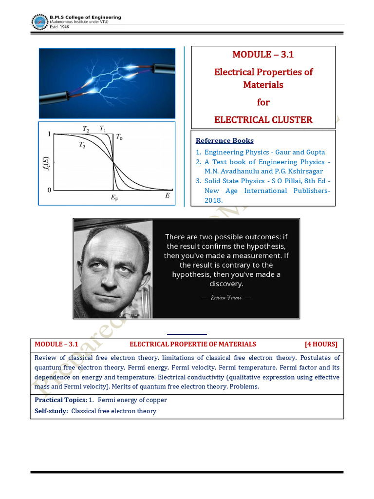 3.1 - Electrical Prop. of Materials | PDF | Electrical Resistivity And ...