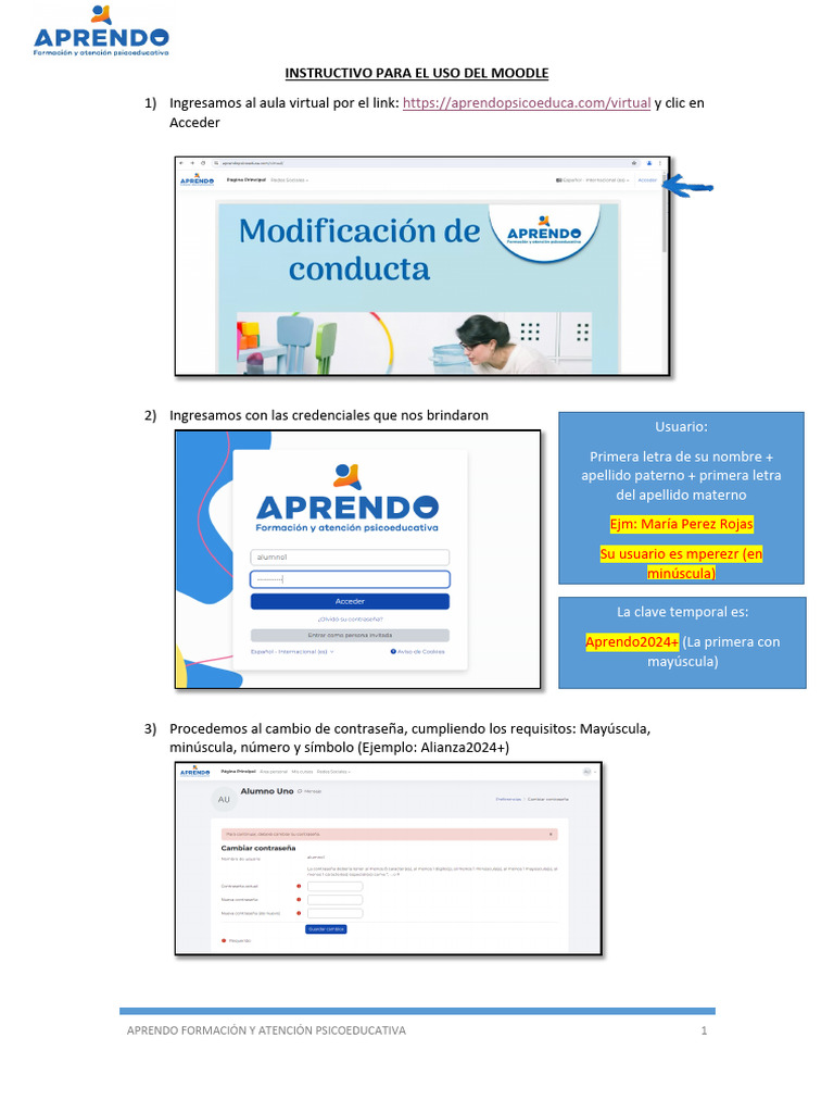 Guía de Acceso a Moodle para Estudiantes | PDF