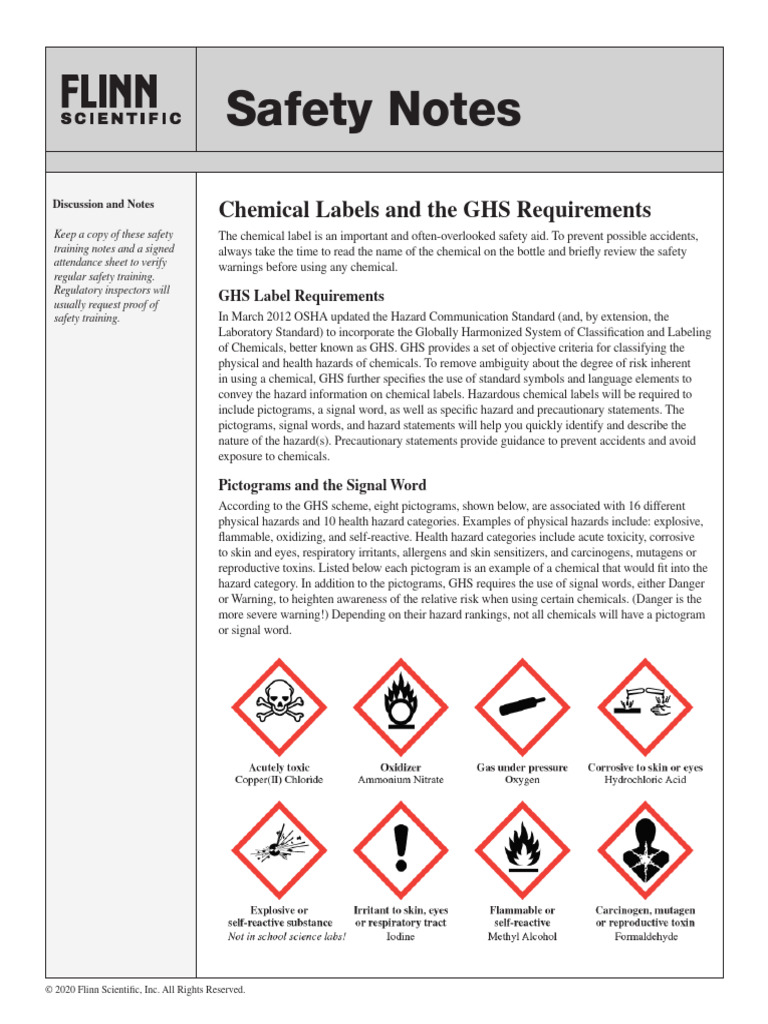 SN031 Chemical Labels and New GHS Requirements | PDF | Hazards ...