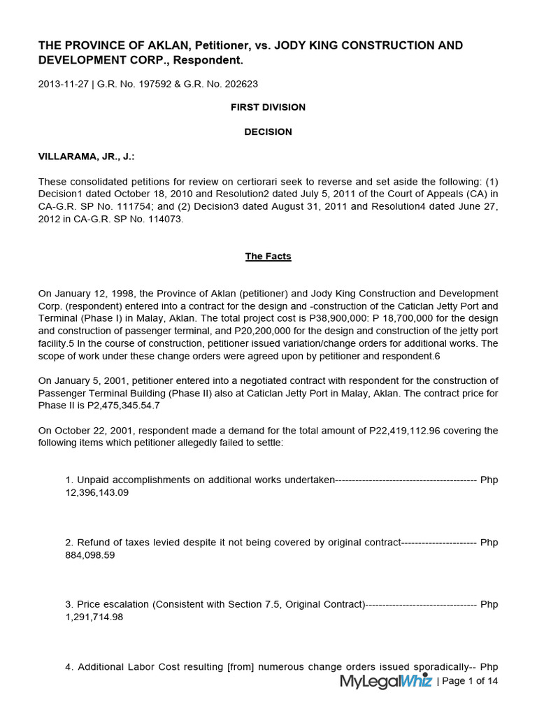 The Province of Aklan V Jody King Construction & Development ...