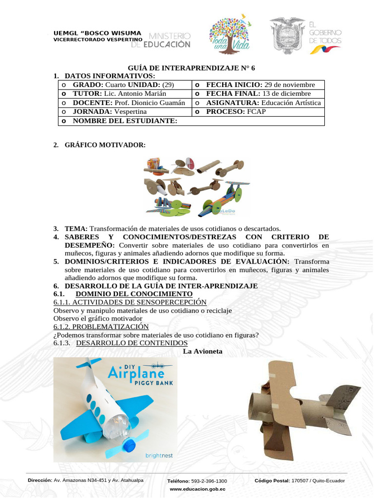 Guia 6. Educacion Artisitica 4° Grado | PDF