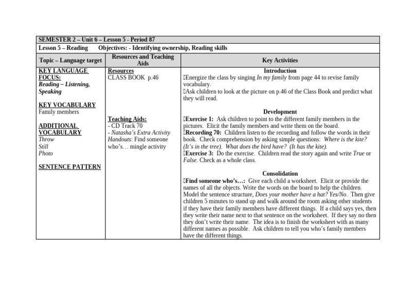 Grade.3 Unit.6 Lesson.5 Period.87 | PDF | Vocabulary | Reading ...