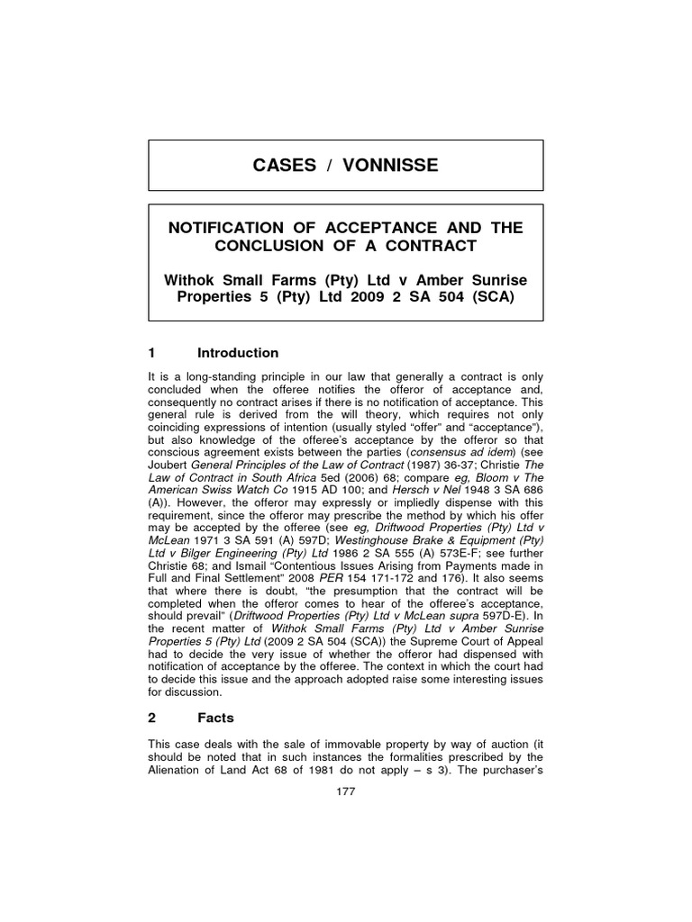 Pretorius Ismail 2010 Notification of Acceptance and The Conclusion of ...