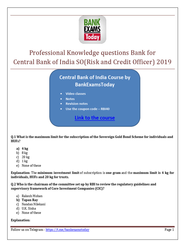 Bank India Question Bank | PDF | Reserve Bank Of India | Banks
