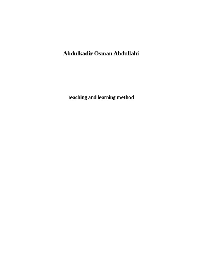 Teaching and Learning Methods | PDF | Learning | Teaching Method