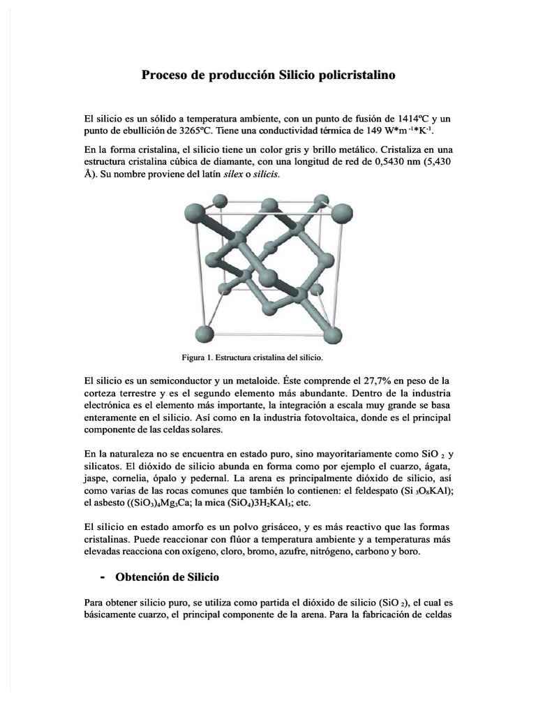 Proceso de producción de silicio policristalino | PDF | Silicio ...