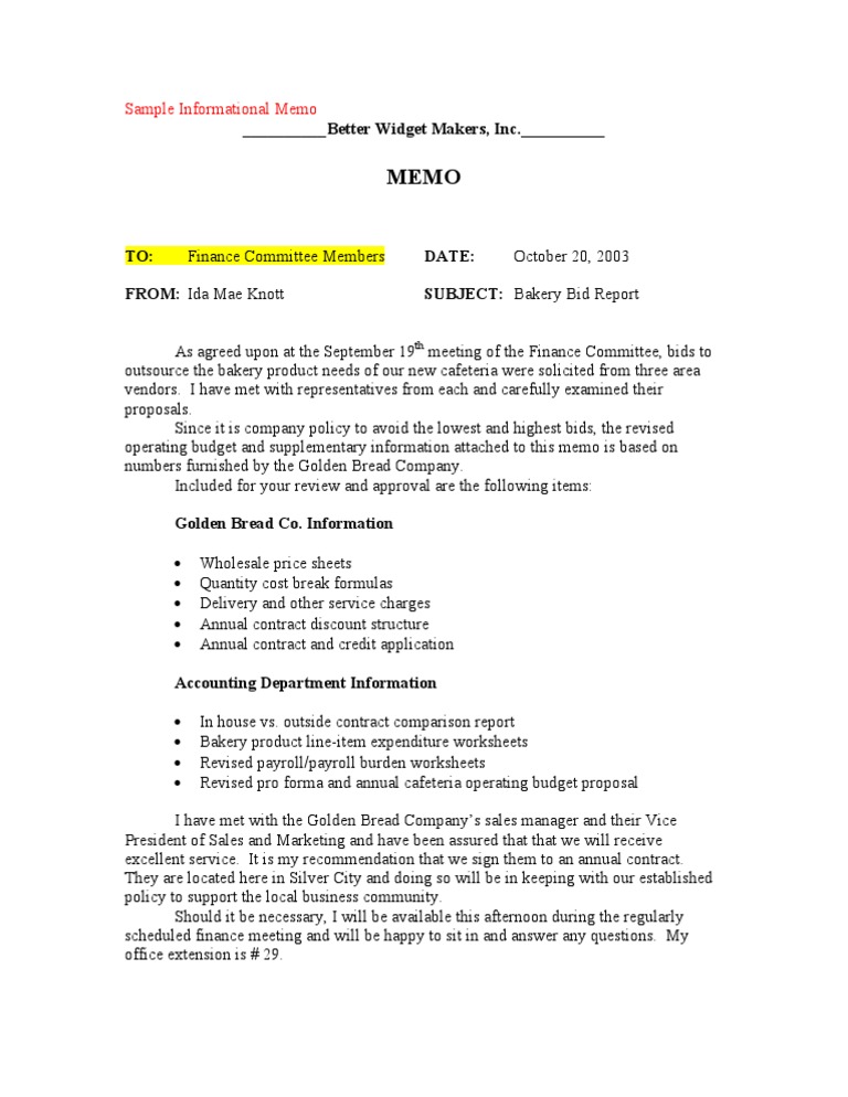 Sample Informational Memo 1 | PDF