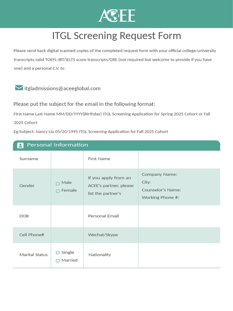 ITGL Application Guide | PDF | International English Language Testing ...