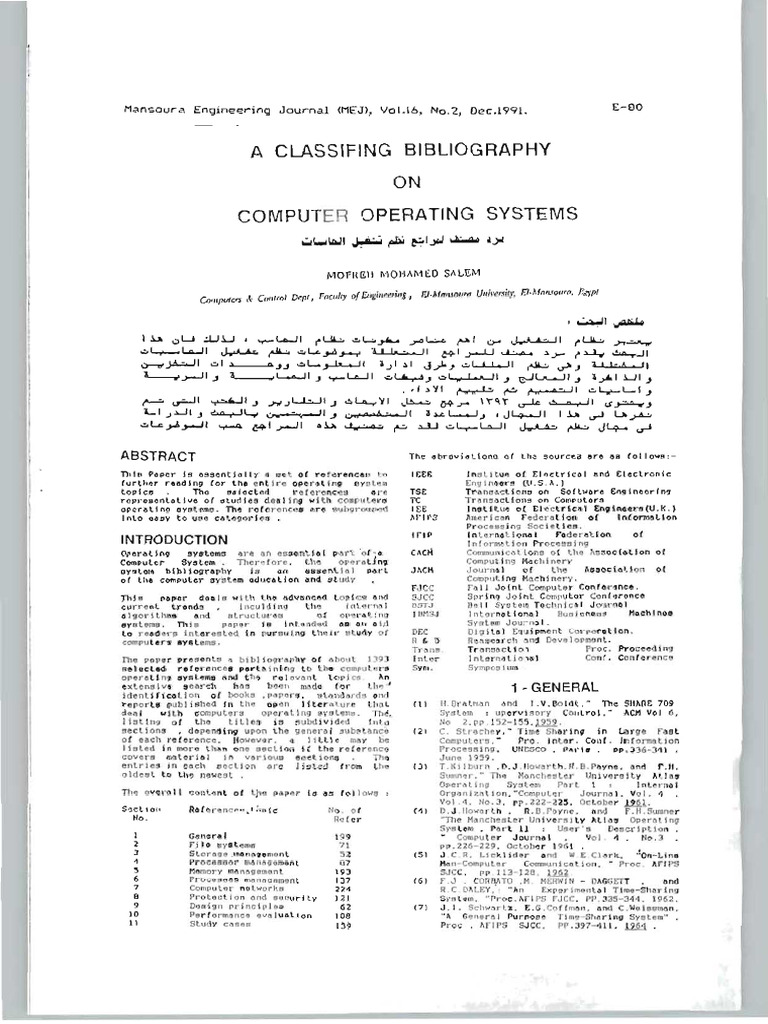 A Classifing Bibliography On Computer Op | PDF
