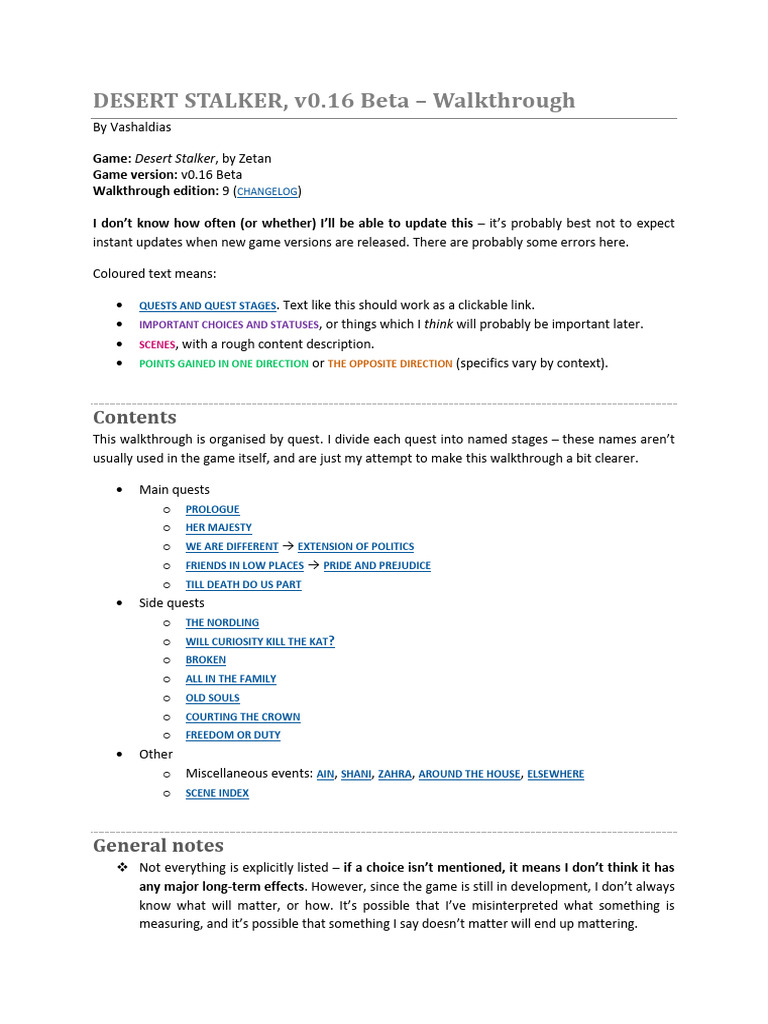 Desert Stalker Walkthrough | PDF