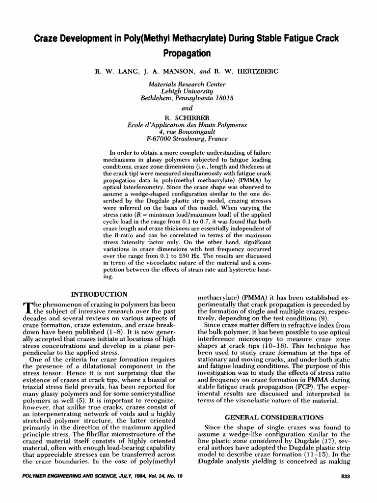 Polymer Craze Dynamics Analysis | PDF | Fracture Mechanics | Fracture