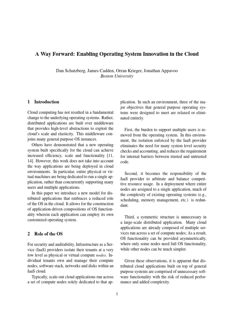 A Way Forward Enabling Operating System | PDF | Operating System | Cloud Computing