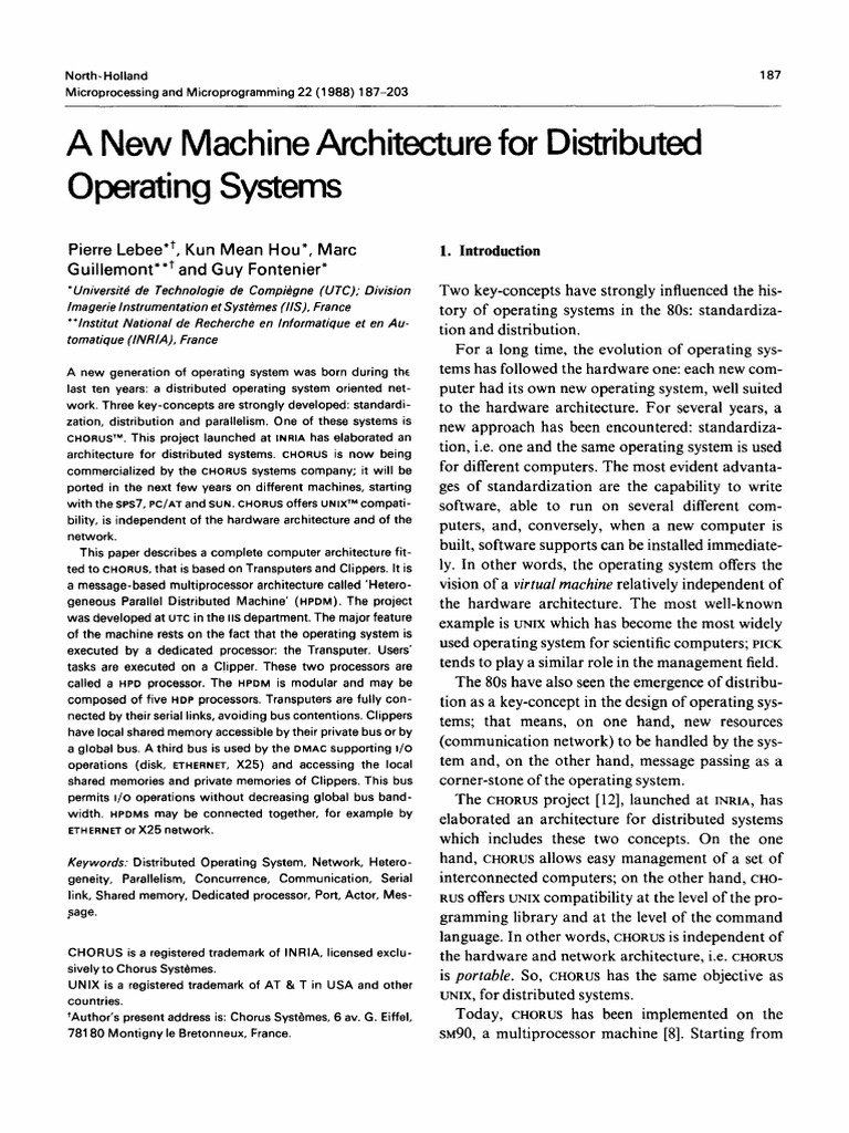 A New Machine Architecture For Distribut | PDF | Kernel (Operating ...