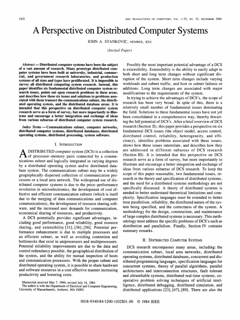 A Perspective On Distributed Computer Sy | PDF | Computer Network ...