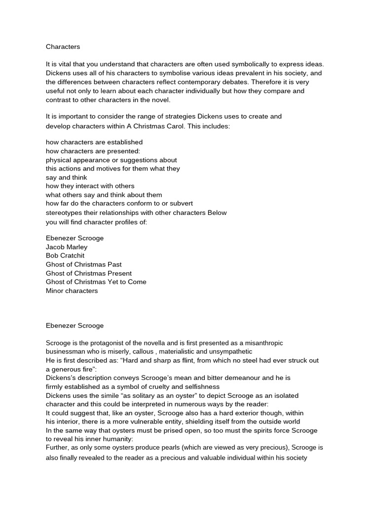 Character Analysis in A Christmas Carol | PDF | Ebenezer Scrooge ...