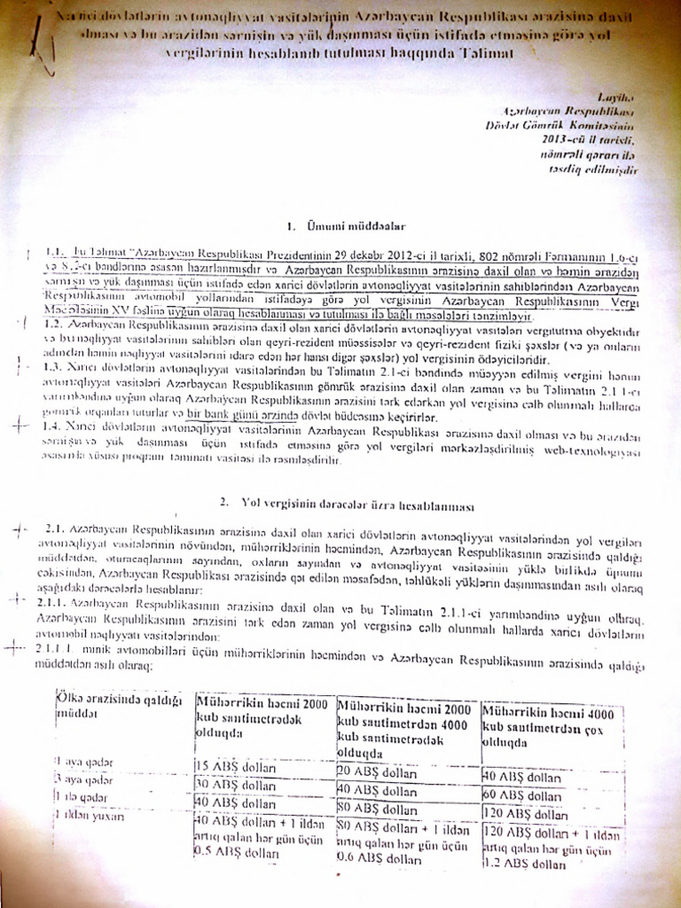 Yol Vergisi Meseleleri Esas | PDF