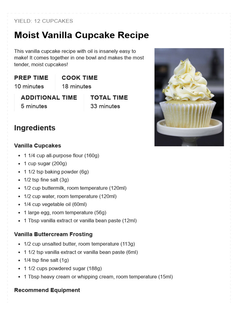 Vanilla Cupcakes | PDF | Cupcake | Fat