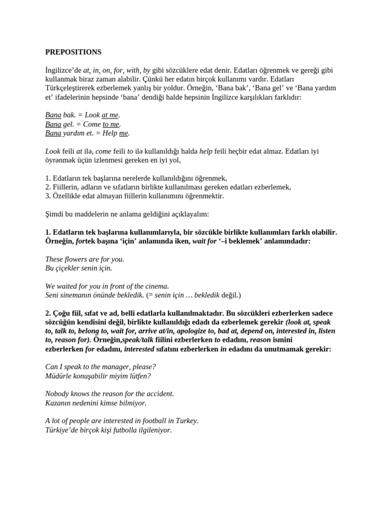 PREPOSITIONS - Doc 2015-16 | PDF