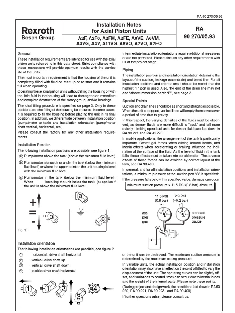 7-Data Installation Notes For Axial Piston Units RA90270 - 0593 | PDF ...