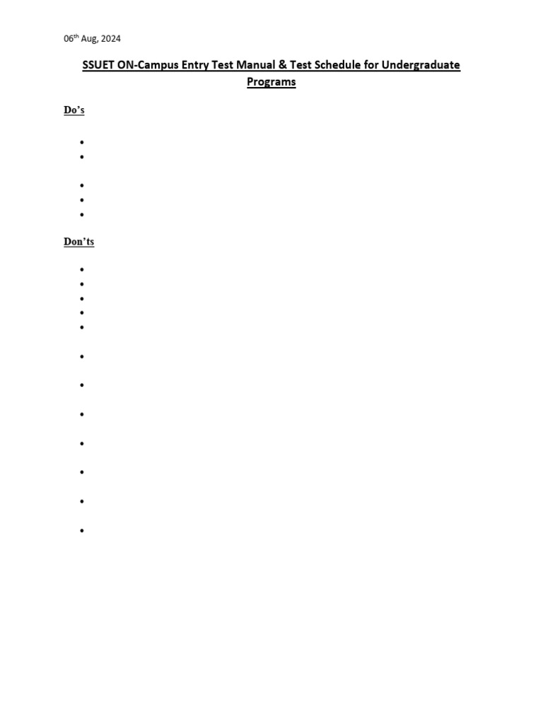 SSUET Entry Test Guide 2024 | PDF | Computing