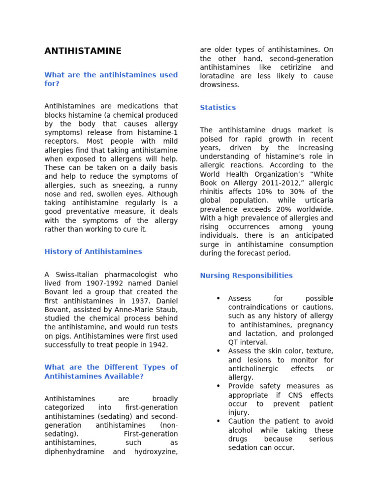 Antihistamine Intro | PDF | Allergy | Drugs