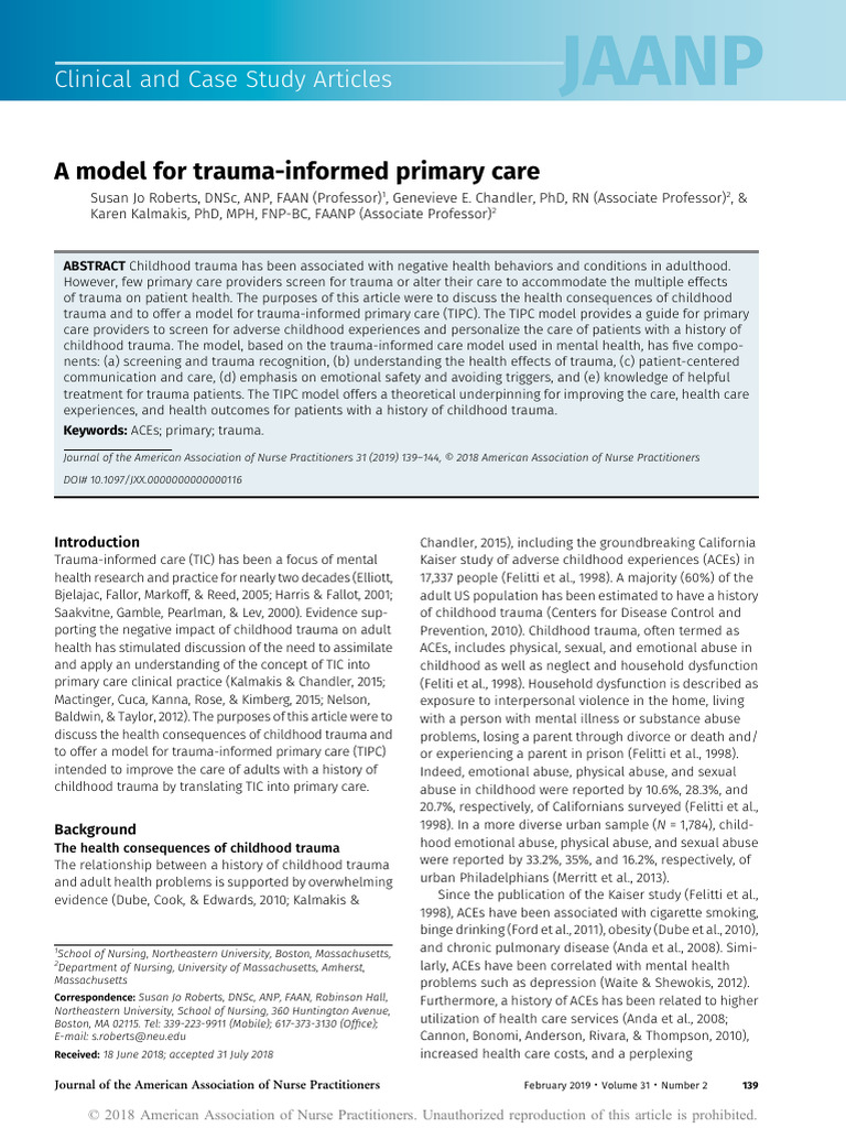 A Model For Trauma-Informed Primary Care | PDF | Psychological Trauma ...