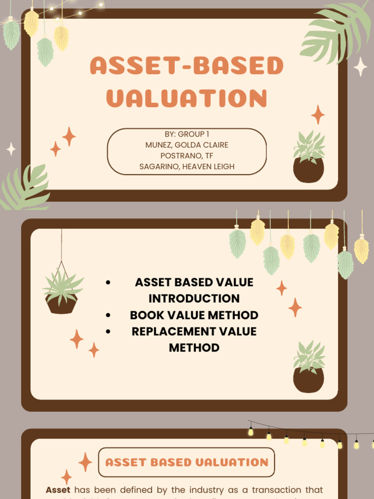 Asset Based Valuation Presentation | PDF | Valuation (Finance) | Book Value Asset Based Valuation Presentation | PDF | Valuation (Finance) | Book Value
