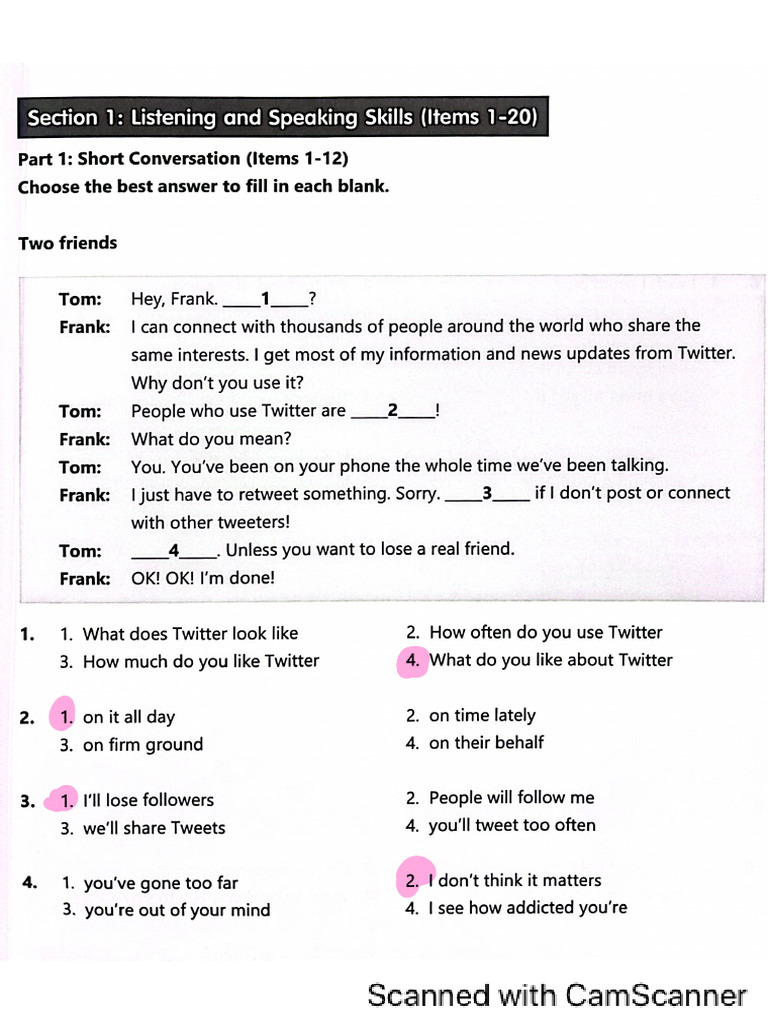 Conversation 3 Practice Test (1) 2 | PDF